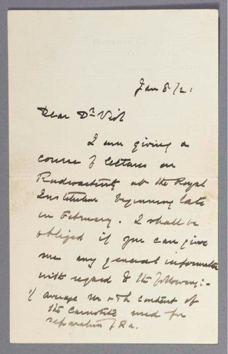 RUTHERFORD, Ernest. Autograph letter signed ("E Rutherford") to Charles ...