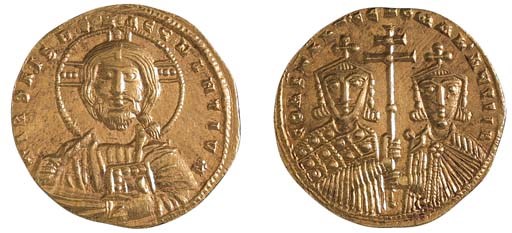 Constantine VII and Romanus II (945-959), Solidus, Constantinople, nimbate bust of Christ facing ...