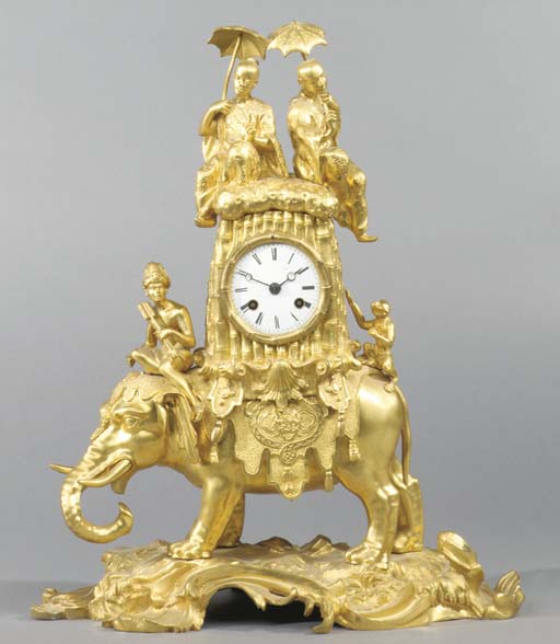 A Napoleon III ormolu striking elephant clock