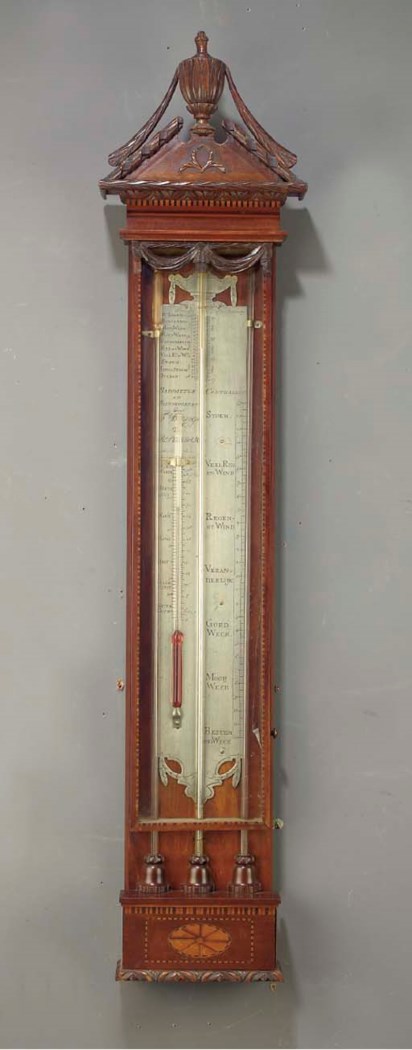 A Dutch mahogany and fruitwood cistern barometer , BY F. BAZERGA ...