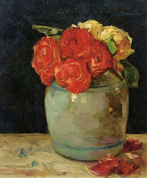 Floris Verster (Dutch, 1861-1927) , Gemberpot met rozen: roses in a ...