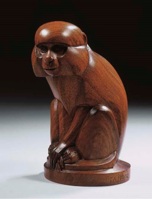 A wooden figure of a monkey , BY EDUARD MARCEL SANDOZ | Christie's