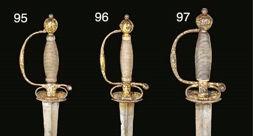 A SMALL-SWORD WITH GOLD-ENCRUSTED HILT , EARLY 18TH CENTURY, PROBABLY ...