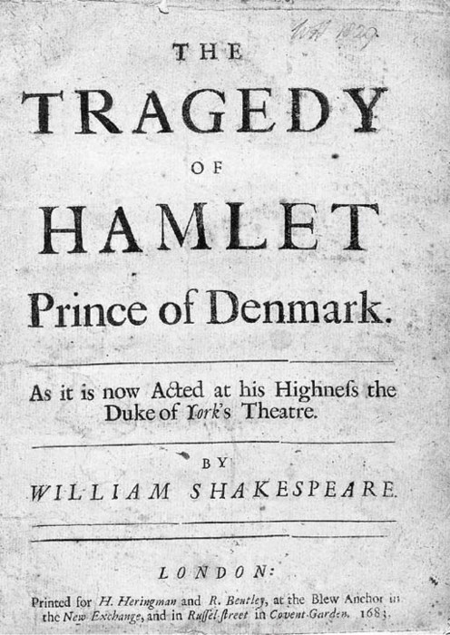 SHAKESPEARE, William (1564-1616). The Tragedy of Hamlet Prince of ...