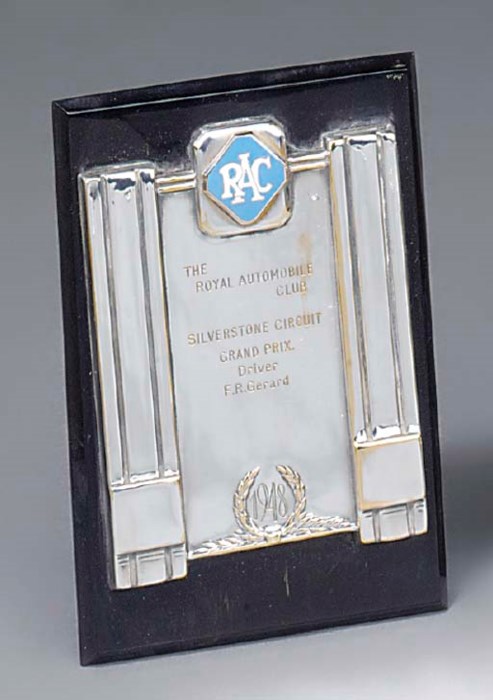15) RAC British Grand Prix - Silverstone 1948; a silverplated plaque ...