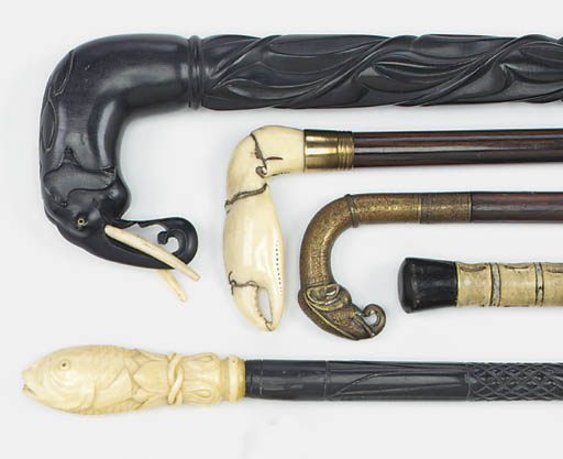 A Victorian ivory mounted walking stick, late 19th century