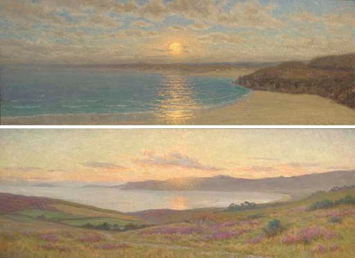 Byron Cooper (1850-1933) , Warm moonshine; and Port Nigel, sunset ...