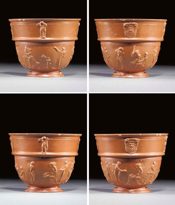 A LARGE ROMAN ARRETINE RED SLIP WARE POTTERY BOWL , MID-AUGUSTAN, CIRCA ...