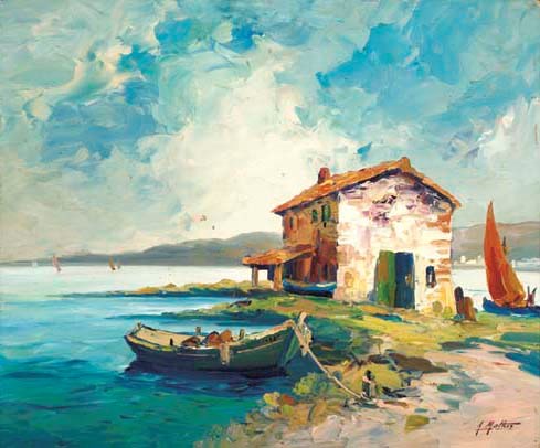 Adolphe Mathis (1873-1940) , La maison du pecheur, Provence | Christie's