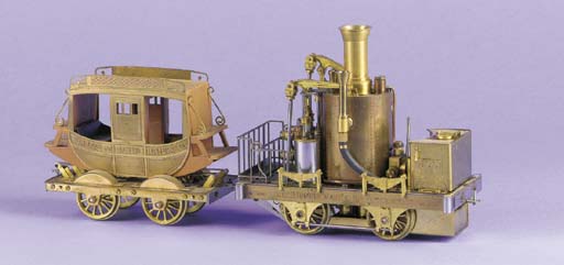 Baltimore and Ohio RR Grasshopper type loco and coach,