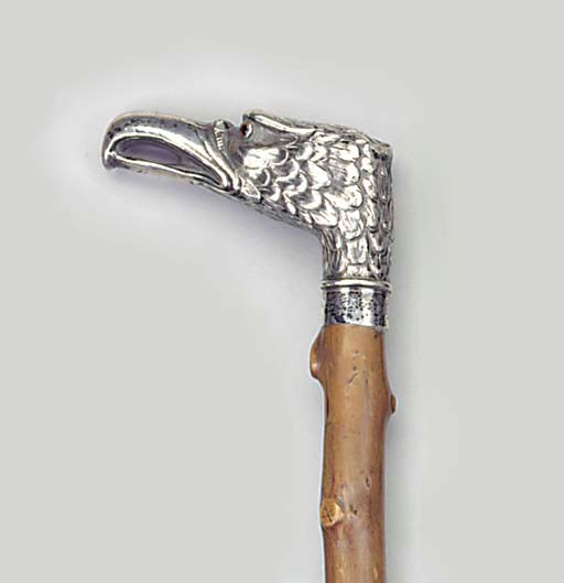 A Continental silver mounted gnarled wood cane , LATE 19TH CENTURY ...