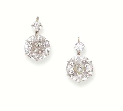 AN IMPRESSIVE PAIR OF DIAMOND EAR PENDANTS | Christie's