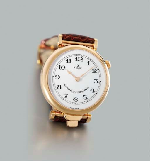 Kelek. A large 18K gold self-winding five minute repeating wristwatch ...