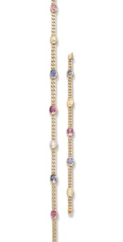 A VARI-COLOURED SAPPHIRE NECKLACE AND BRACELET, BY BULGARI | Christie's
