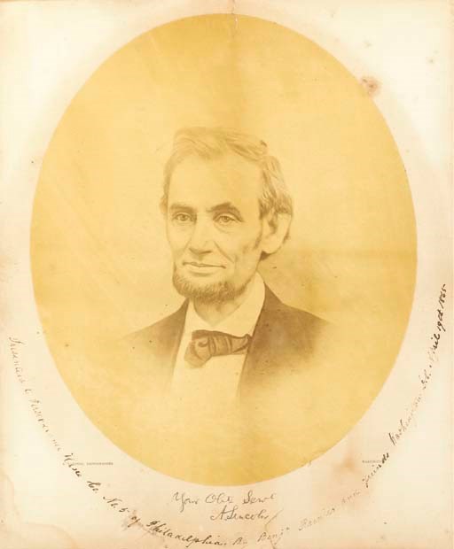 [LINCOLN, Abraham]. GARDNER, Alexander, photographer. Oval portrait ...