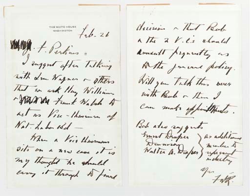 ROOSEVELT, Franklin D. (1882-1945), President. Autograph letter signed ...