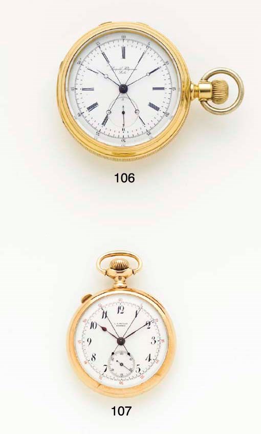 C.H. Meylan. A 14K gold openface split second chronograph keyless lever ...