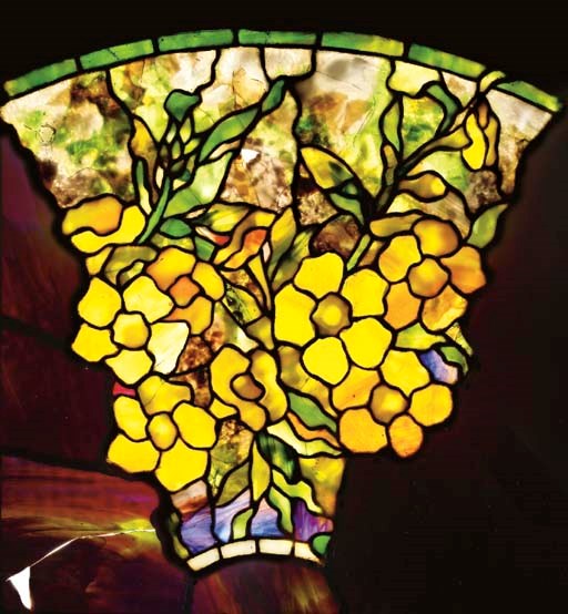 AN 'ALAMANDER' LEADED GLASS SAMPLE PANEL