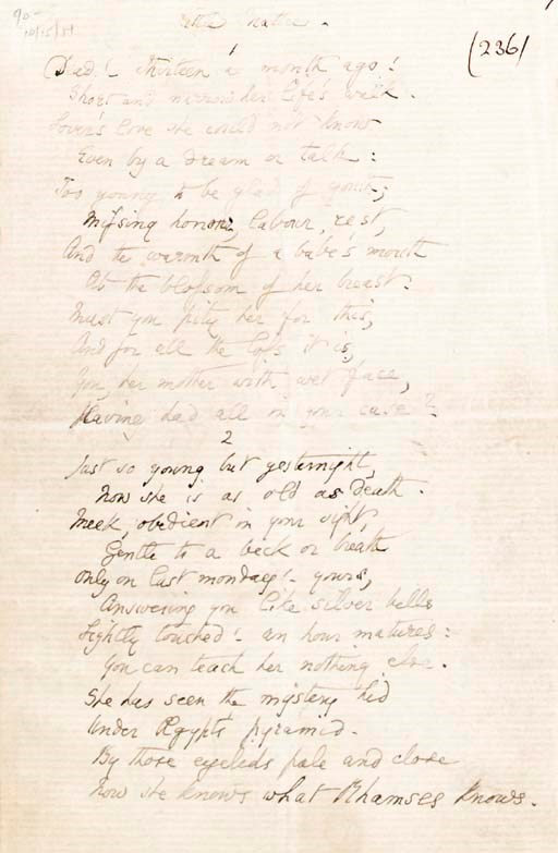BROWNING, Elizabeth Barrett. Autograph manuscript signed ("Elizabeth ...
