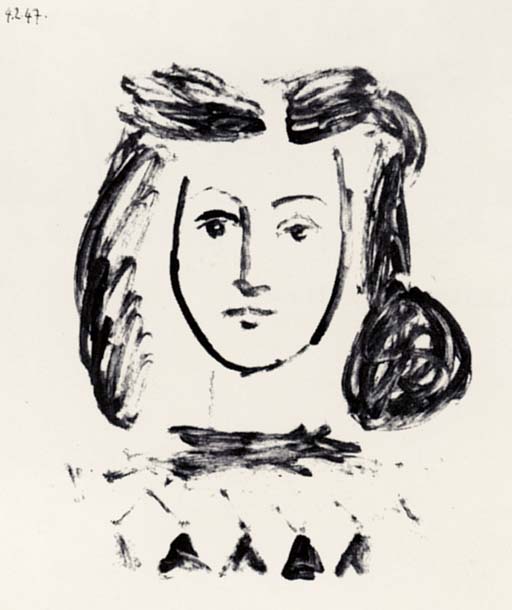 PABLO PICASSO , White Pigeon on Black Background (M. 65; B. 420 ...
