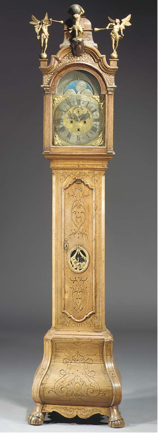 A Dutch oak longcase clock