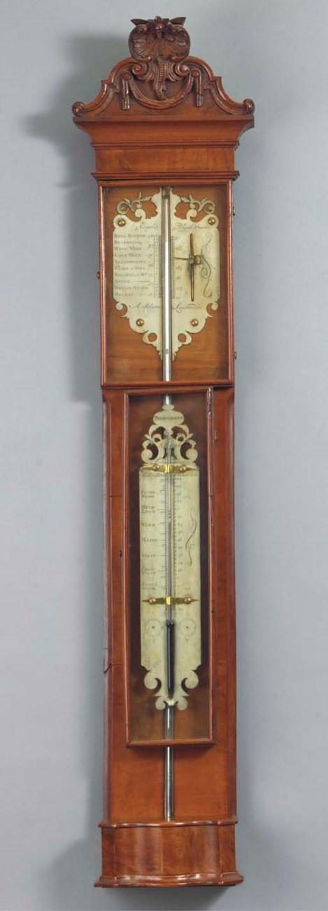 A Dutch walnut cistern barometer , BY A. SOLARO, LEEUWARDEN, THIRD ...