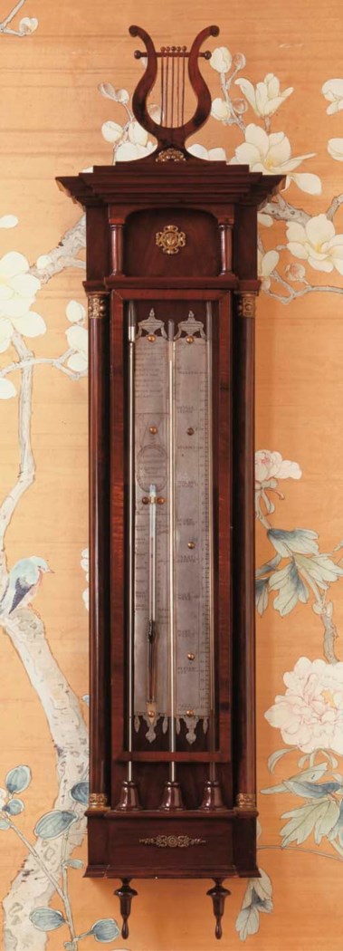 A DUTCH BRASS-MOUNTED MAHOGANY CISTERN BAROMETER , BY M. BAZERGA ...