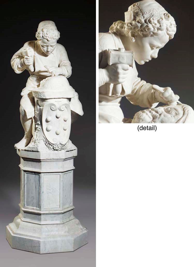 EMILIO ZOCCHI (ITALIAN, 1835-1913) , Young Michelangelo sculpting ...
