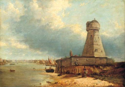 George Vincent (1796-1831) , A view of Lowestoft lighthouse, with ...
