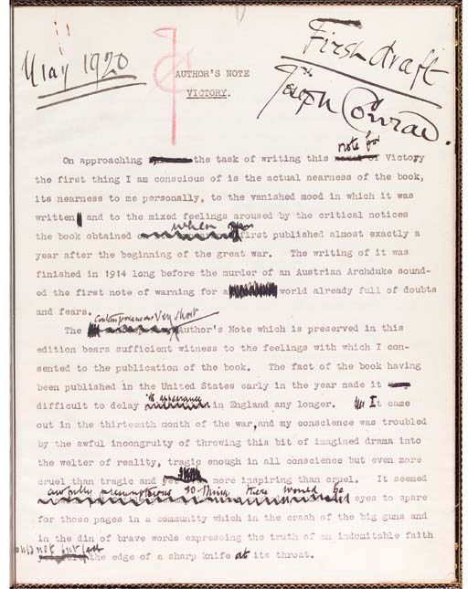 CONRAD, Joseph (1857-1924). Autograph manuscript corrections and ...