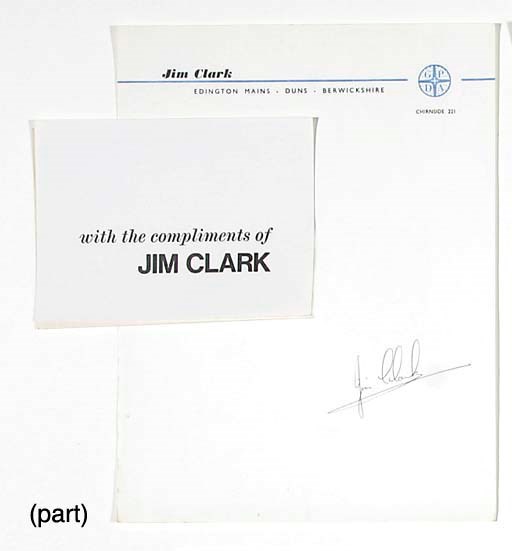 Jim Clark - A printed letterhead signed 'Jim Clark'; unwritten, pre ...
