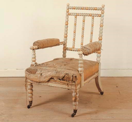 A GEORGE IV IVORY AND WHITE-PAINTED AND PARCEL-GILT ARMCHAIR , CIRCA ...