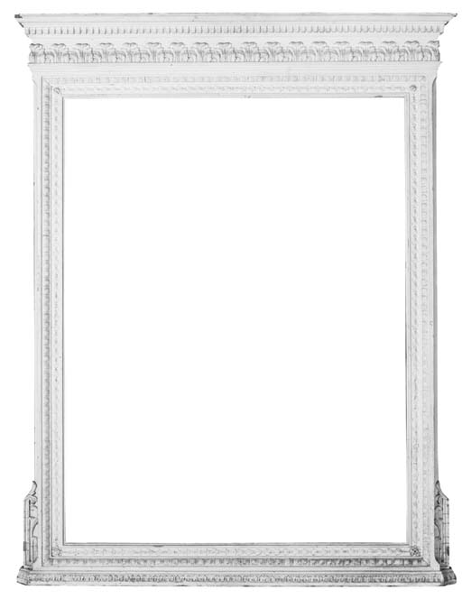 A VICTORIAN WHITE-PAINTED AND COMPOSITION OVERMANTEL FRAME