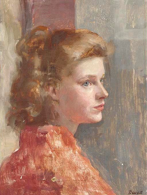 Anthony Devas, A.R.A. (1911-1958) , Portrait of a lady in red | Christie's
