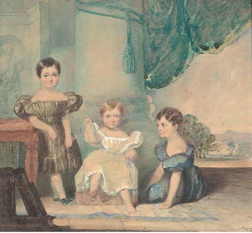 Robert Thorburn, A.R.A. (c.1836) , Group portait of three children ...