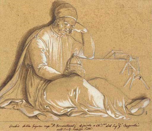 Giuseppe Bezzuoli (Florence 1784-1855) , Brunelleschi, seated, holding ...