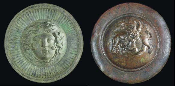 TWO ROMAN BRONZE PHALERAE