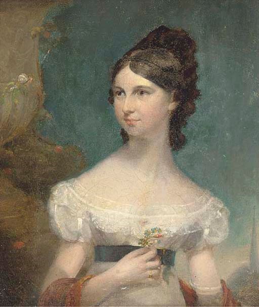 English School, circa 1810 , Portrait of a lady, small half-length, in ...