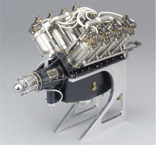 A fine scale model of a 1917 Curtiss OX-5 V-8 cylinder liquid cooled ...