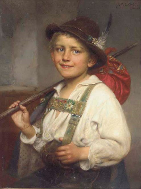 Johann Friedrich Engel (German, 1844-1921) , Portrait of a young boy in ...