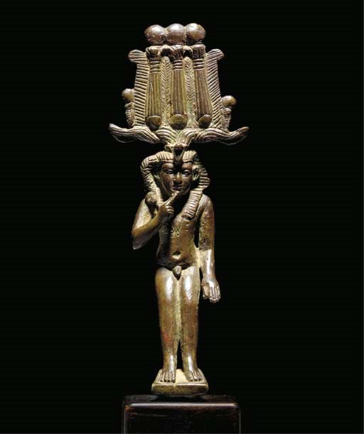 AN EGYPTIAN BRONZE FIGURE OF HARPOCRATES , LATE PERIOD-PTOLEMAIC, 7TH ...