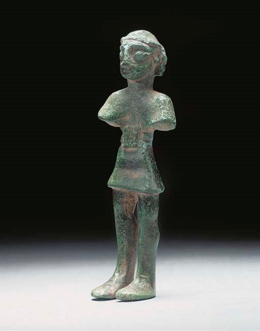 AN IBERIAN BRONZE WARRIOR ORANT FIGURE
