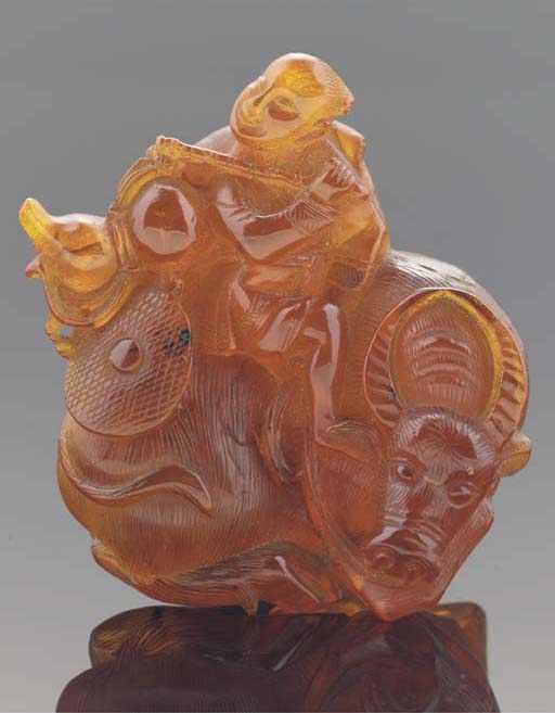A Chinese amber group, 19th century