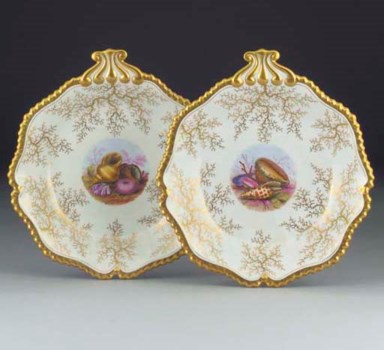 A pair of Worcester (Flight, Barr & Barr) shell-shaped gadrooned ...