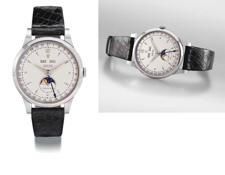 Rolex. A very fine and rare large stainless steel self-winding triple ...