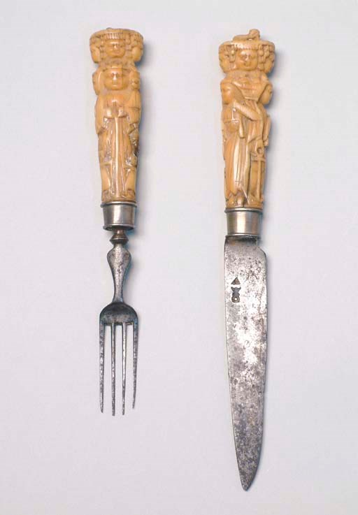 A 16TH CENTURY IVORY HANDLED KNIFE AND FORK | Christie's