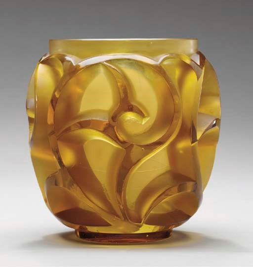 'TOURBILLONS', AN AMBER GLASS VASE , RENE LALIQUE, MODEL INTRODUCED IN ...