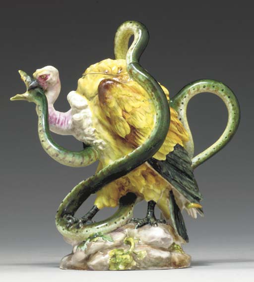 A MINTONS VULTURE AND SNAKE TEAPOT AND COVER