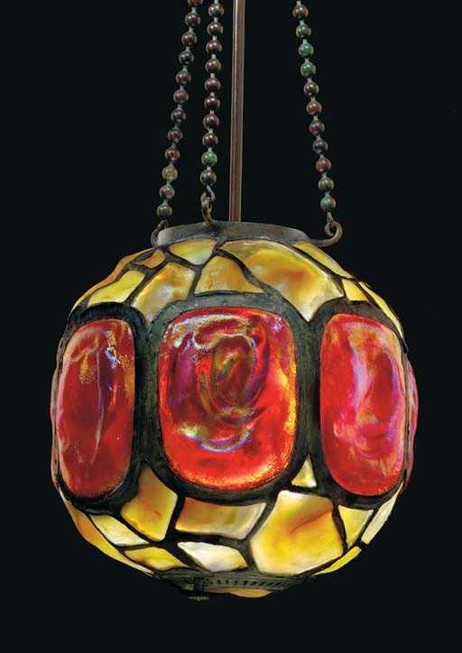 A TURTLEBACK TILE AND LEADED GLASS LANTERN , TIFFANY STUDIOS, CIRCA ...