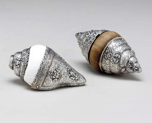 TWO SILVER-MOUNTED SHELLS, , 19TH CENTURY | Christie's